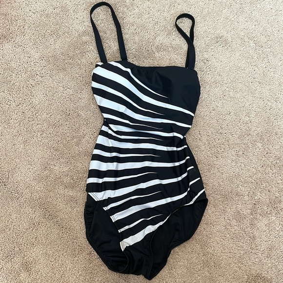 VENUS | Swim | Venus Black And White Striped One Piece Swim Suit | Poshmark